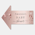 Baby Shower rose gold metallic name arrow Sign | Zazzle