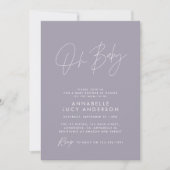 Baby shower script modern elegant lilac purple invitation | Zazzle