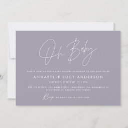 Baby shower script modern lilac purple boho invitation | Zazzle