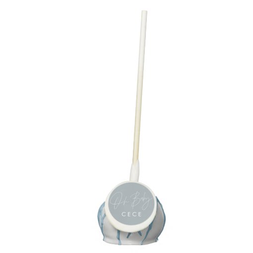 Baby shower script modern minimal dusty blue cake pops | Zazzle