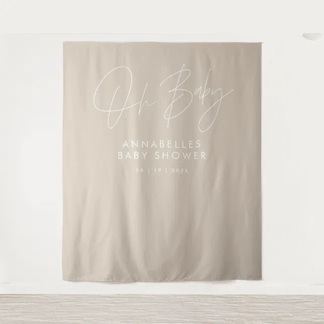 Baby shower script modern natural beige elegant tapestry | Zazzle