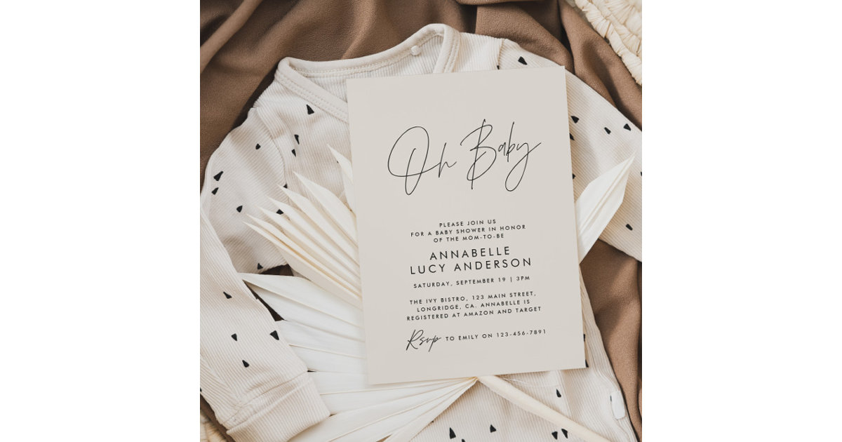 Baby shower script modern natural elegant invitation | Zazzle