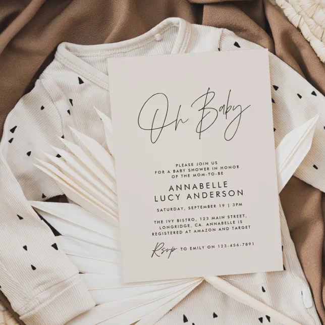 Baby shower script modern natural elegant invitation | Zazzle