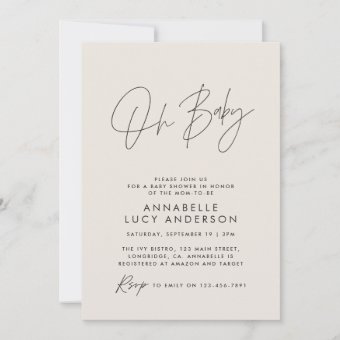 Baby shower script modern natural elegant invitation | Zazzle