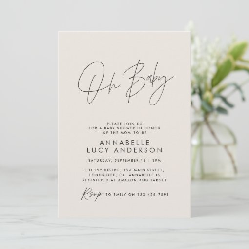 Baby shower script modern natural photo elegant invitation | Zazzle