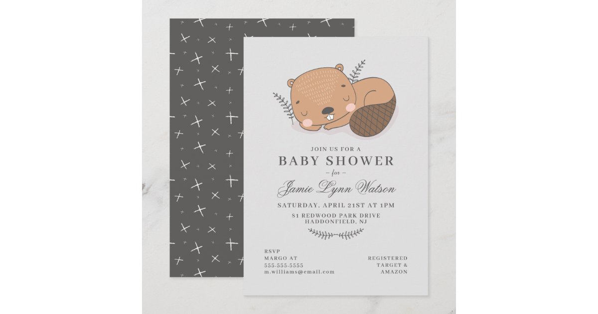 BABY SHOWER | Sleepy Beaver Invitation | Zazzle