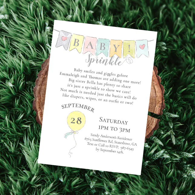 Baby Shower Sprinkle Banner Balloons & Bear | Zazzle