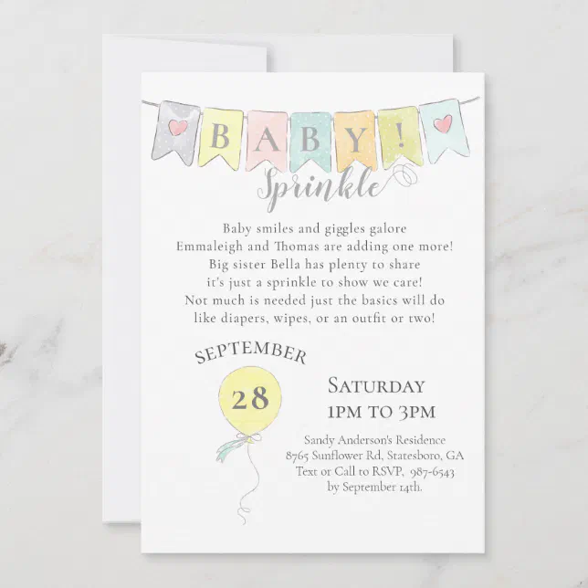 Baby Shower Sprinkle Banner Balloons & Bear | Zazzle