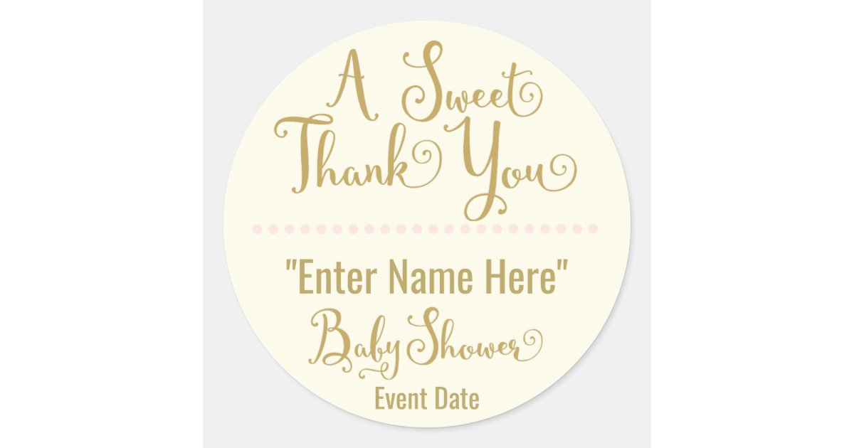 BABY SHOWER STICKER | sweet thank you | Zazzle