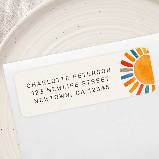 Baby Shower Sun Return Address Label | Zazzle