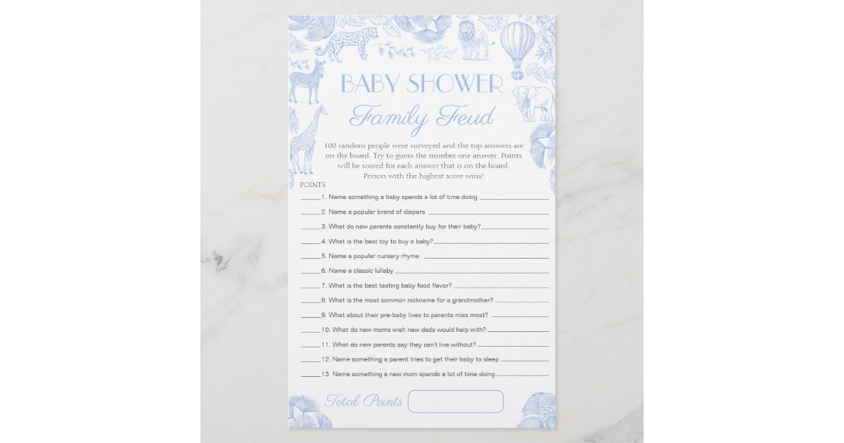 Baby Shower Survey Says Game Card | Zazzle