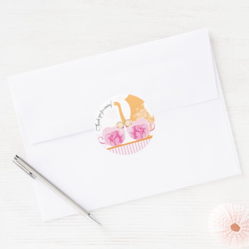 Baby Shower Tea Party Favor Sticker | Twin Girls | Zazzle