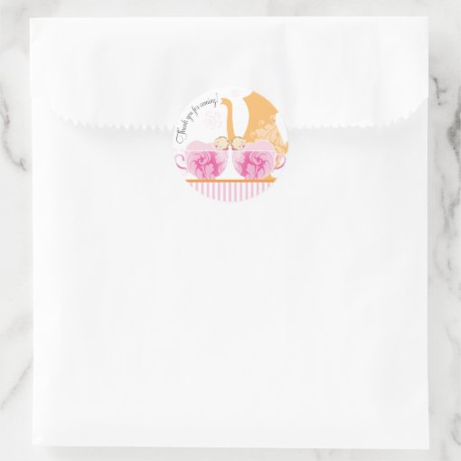 Baby Shower Tea Party Favor Sticker | Twin Girls | Zazzle