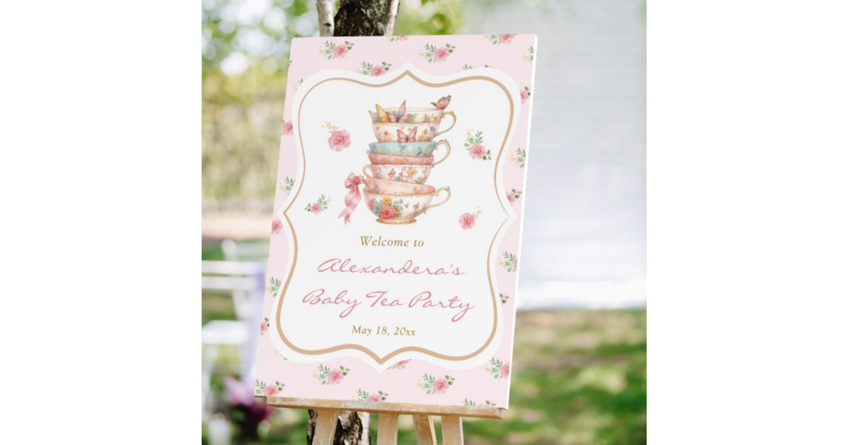 Baby Shower Tea Party Welcome Foam Board | Zazzle