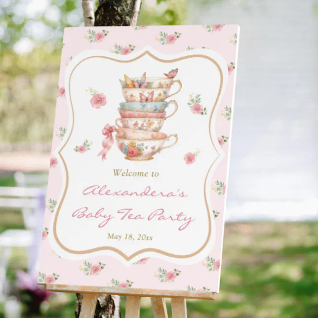 Baby Shower Tea Party Welcome Foam Board | Zazzle