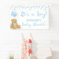 Baby Shower Teddy Bear Blue Balloons IT'S A BOY Banner | Zazzle