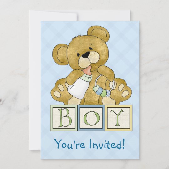 Baby Shower Teddy Bear Boy Invitation | Zazzle.com