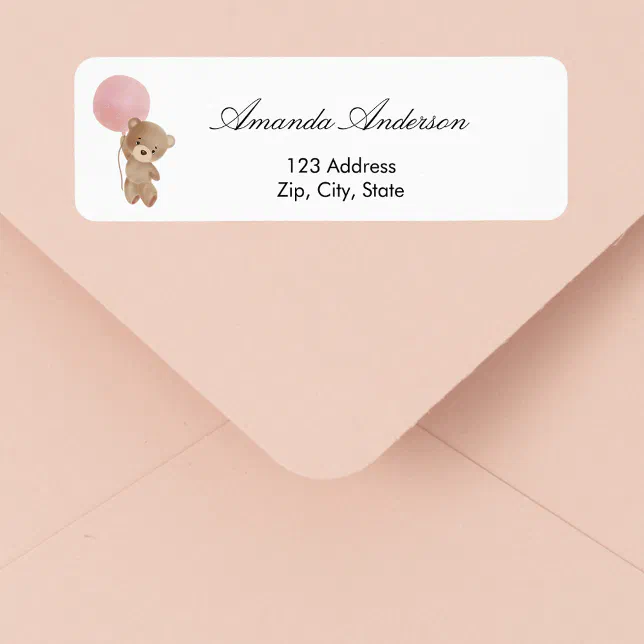 Baby Shower teddy bear return address Label | Zazzle