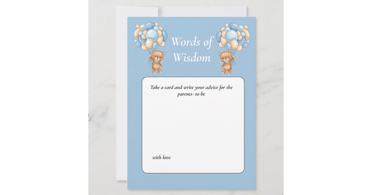 Baby Shower Teddy Wisdom Blue Invitation | Zazzle