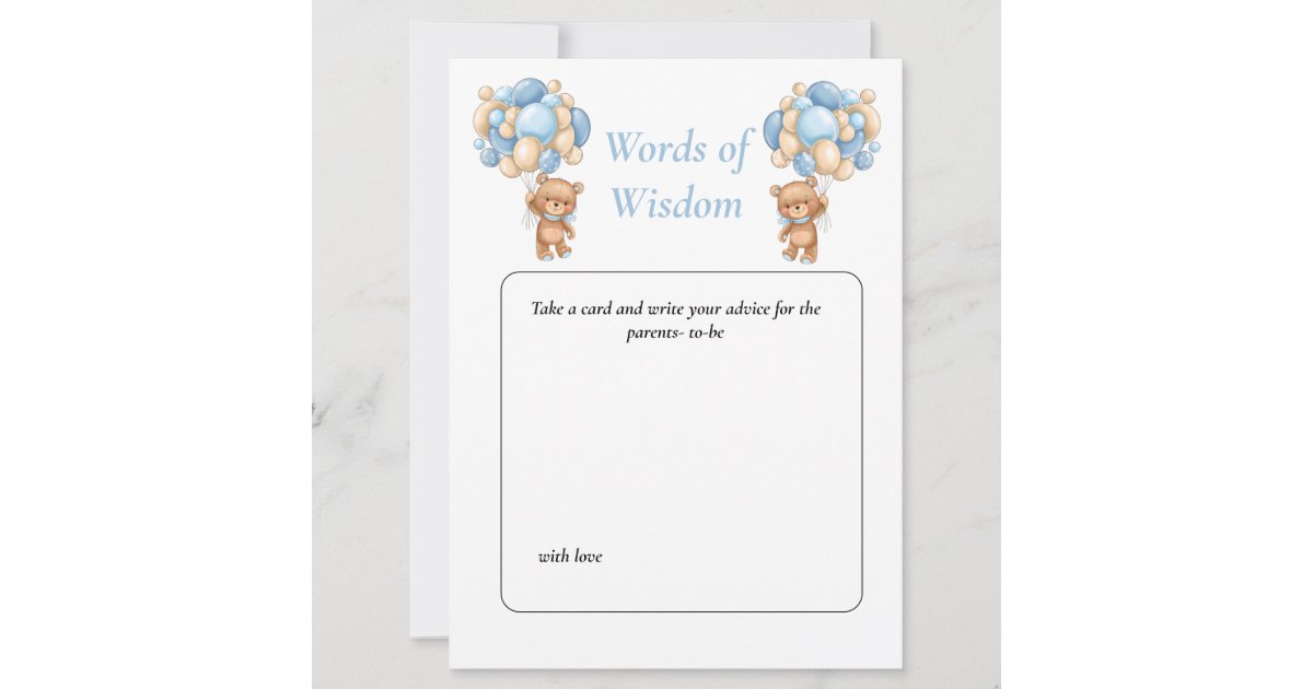 Baby Shower Teddy Wisdom Blue poker dots Invitation | Zazzle