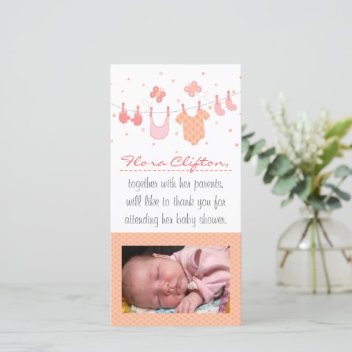 Baby shower Thank You: Baby clothes on clothesline Thank You Card | Zazzle
