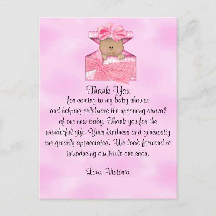 Baby Shower Thank You Baby Girl Ethnic Postcard | Zazzle
