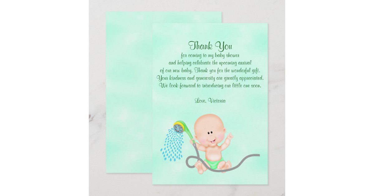 Baby Shower Thank You Gender Neutral Green Invitation | Zazzle