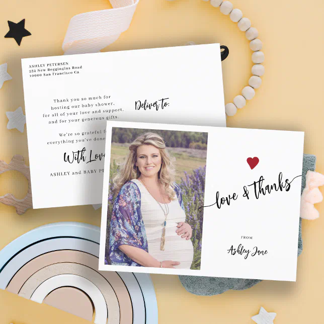 Baby shower thank you photo postcard | Zazzle