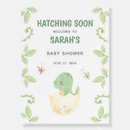 Baby Shower Welcome Hatching Soon Cute Dinosaur Foam Board | Zazzle