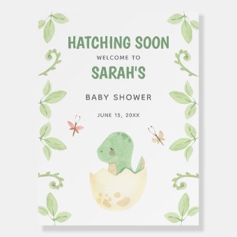 Baby Shower Welcome Hatching Soon Cute Dinosaur Foam Board | Zazzle