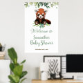 Baby Shower Welcome Sign Cute Red Panda Bear | Zazzle