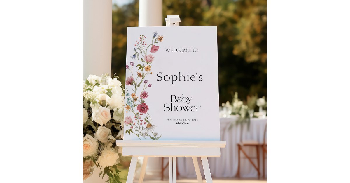 Baby Shower Welcome Sign Floral | Zazzle