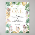 Baby Shower Wild One Jungle Safari Animal Welcome Poster | Zazzle
