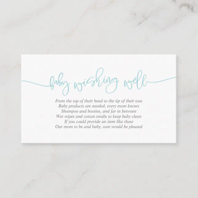 Baby Shower, Wishing Well, Creative Tiffany Script Enclosure Card | Zazzle