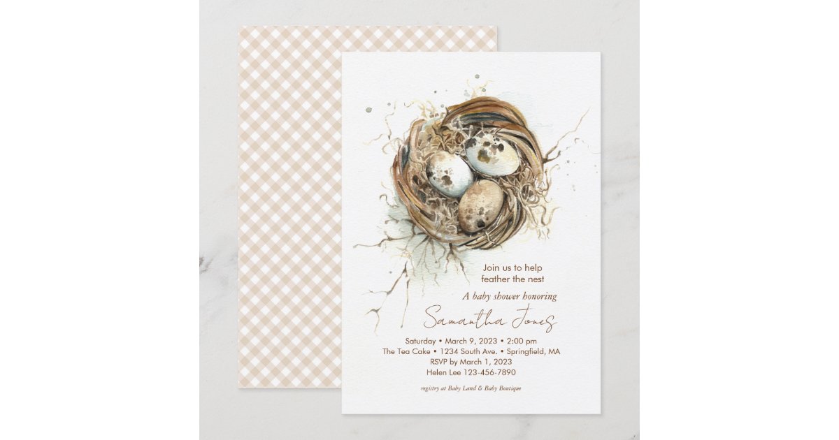 Baby Shower Woodland Bird Nest Invitation | Zazzle