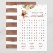 Baby Shower Word Search Game Teddy Bear Brown | Zazzle