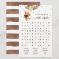 Baby Shower Word Search Game Teddy Bear Brown | Zazzle
