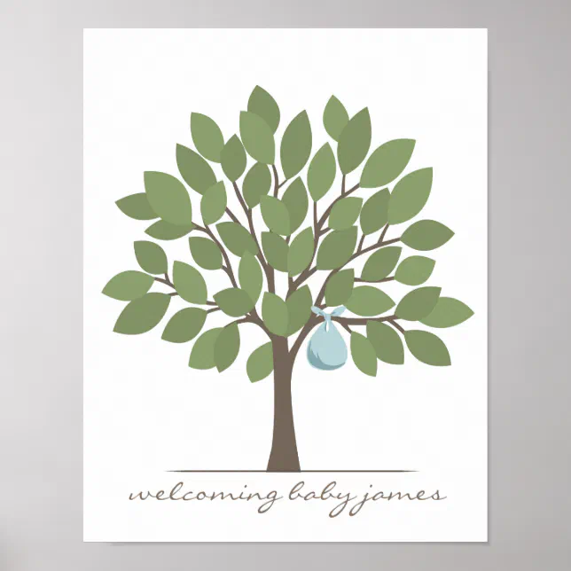 Baby Signature Tree - Blue Poster | Zazzle