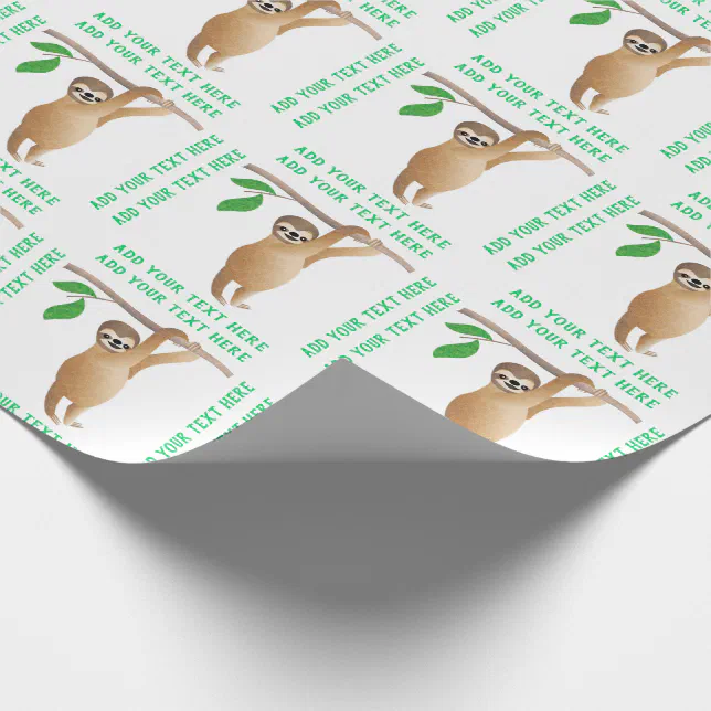 Baby Sloth Cute Personalized Custom Color Wrapping Paper | Zazzle