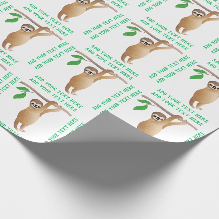 Baby Sloth Cute Personalized Custom Color Wrapping Paper | Zazzle.com
