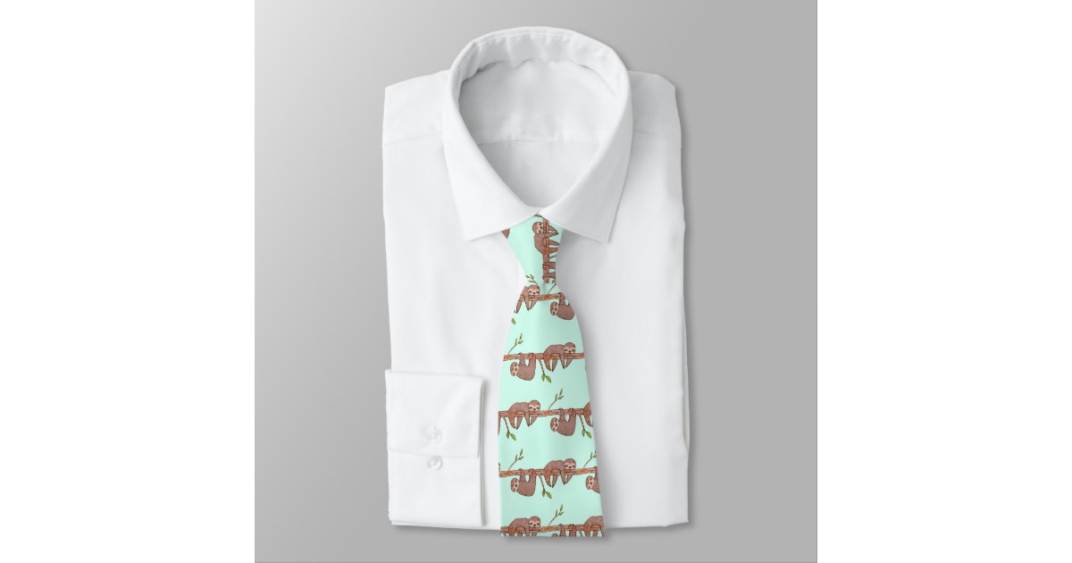 Baby Sloths hanging on Tree Pattern Neck Tie | Zazzle