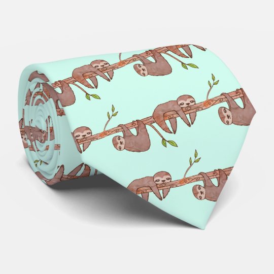 Baby Sloths hanging on Tree Pattern Neck Tie | Zazzle.com
