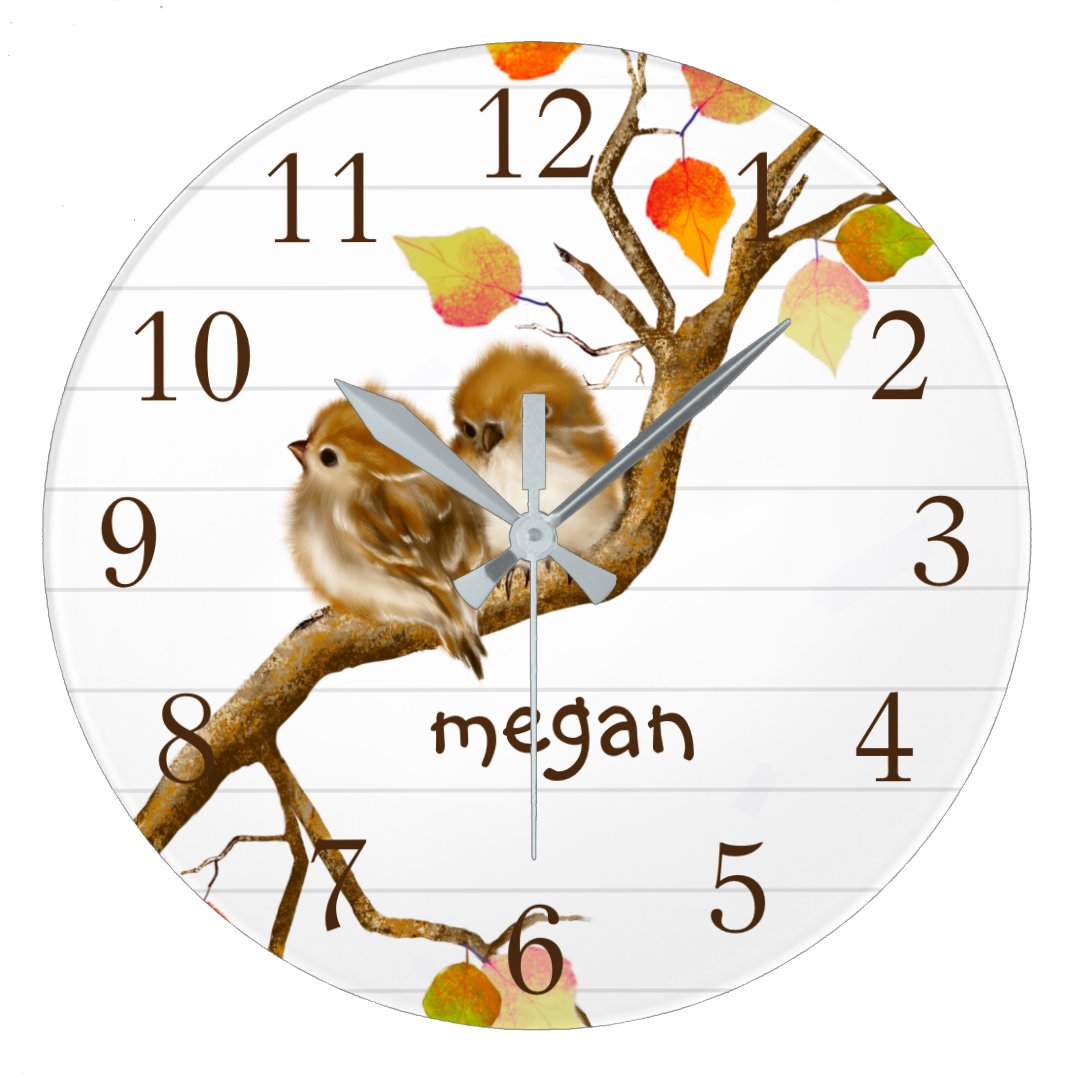 Baby Sparrow Birds Wall Clock | Zazzle