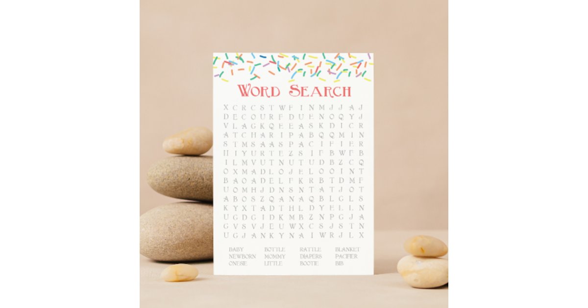 Baby Sprinkle 2-in-1 Game - Word Search & Animals Invitation | Zazzle