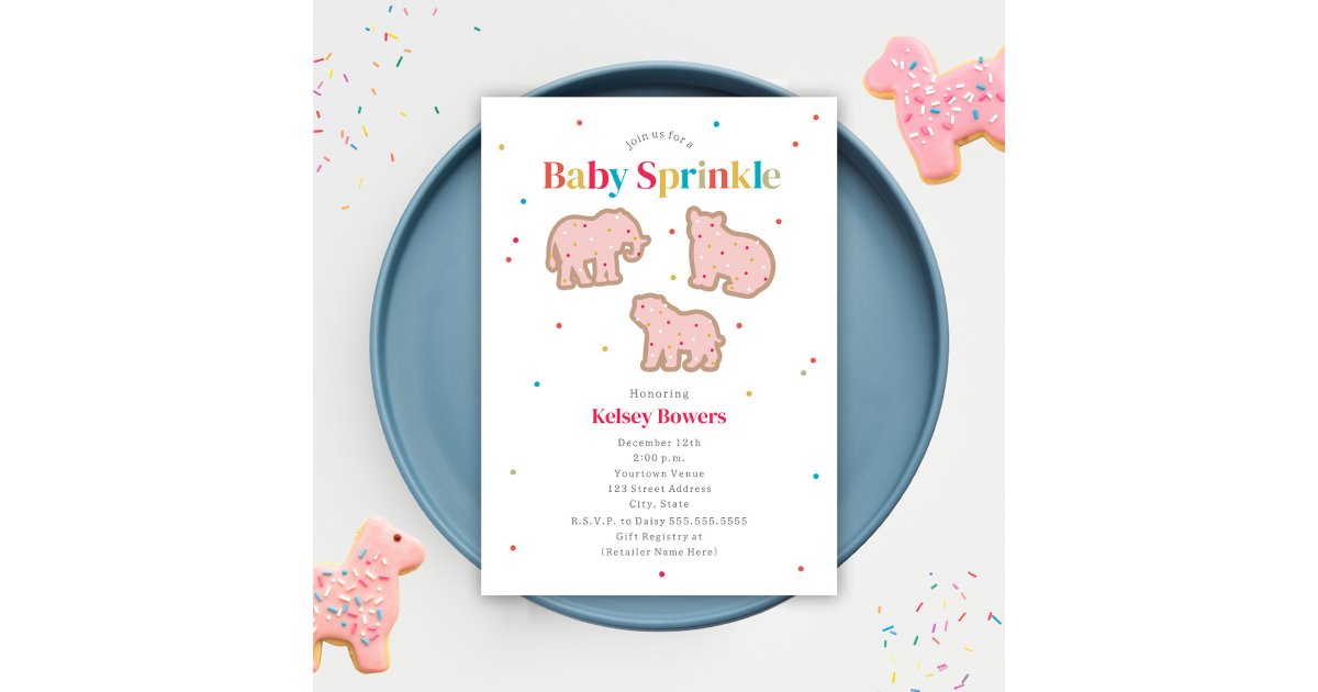 Baby Sprinkle Animal Cookies Girl Baby Shower Invitation | Zazzle