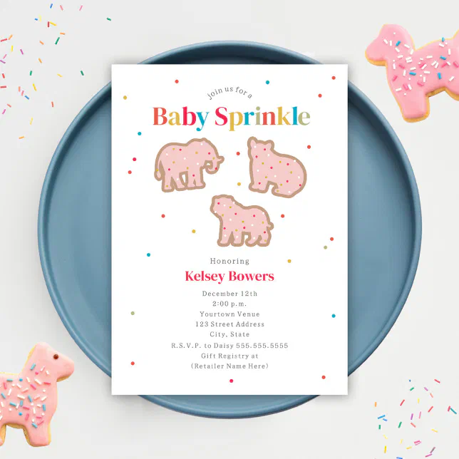 Baby Sprinkle Animal Cookies Girl Baby Shower Invitation | Zazzle