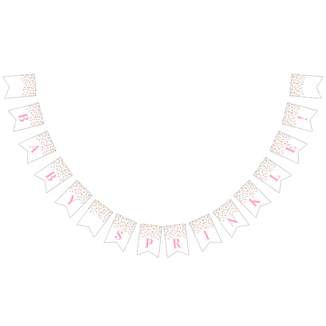 Baby Sprinkle Banner Pink Gold Confetti | Zazzle