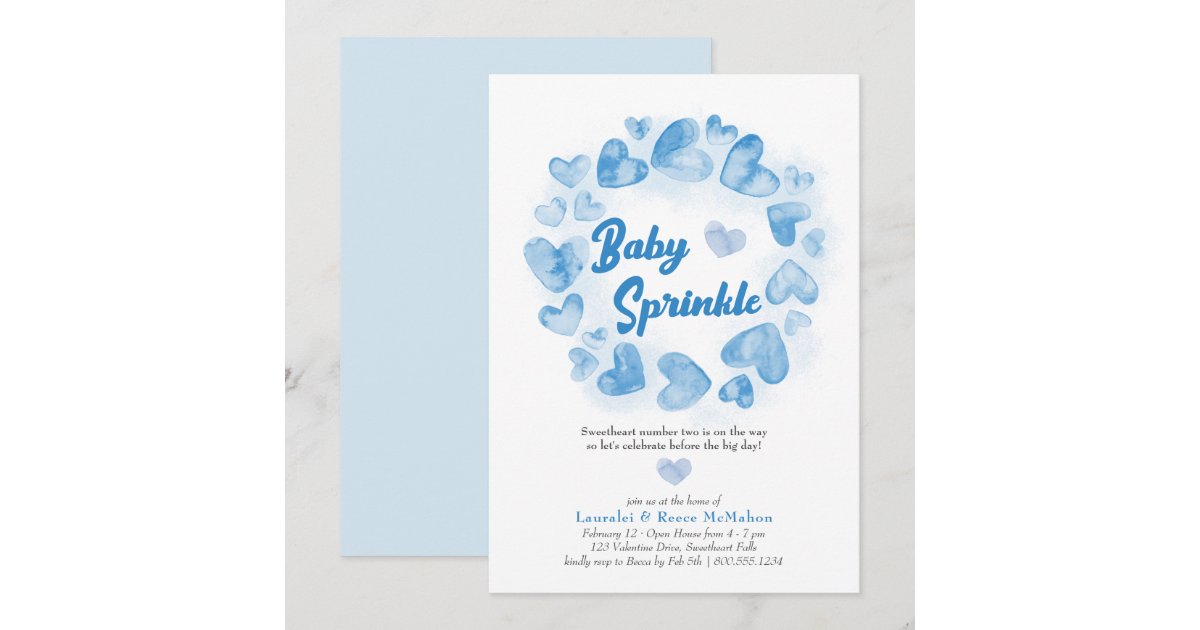 Baby Sprinkle Blue Valentines Little Sweetheart Invitation | Zazzle