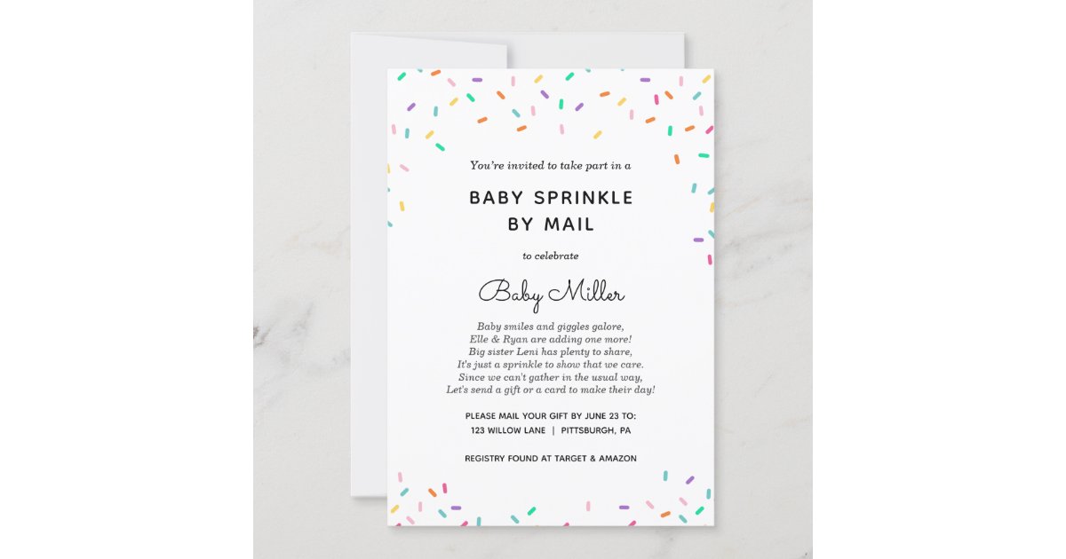 Baby Sprinkle by Mail Invitation | Zazzle