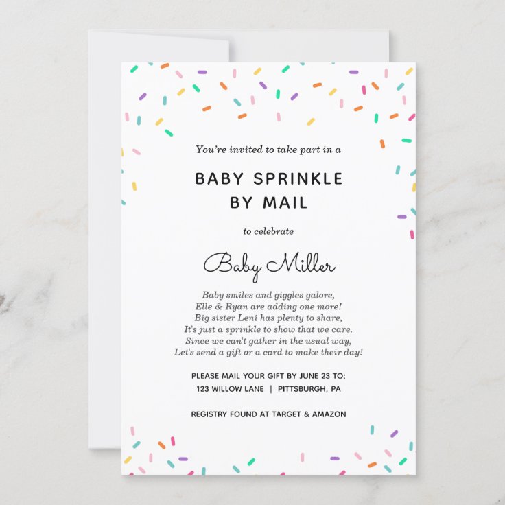 Baby Sprinkle by Mail Invitation | Zazzle